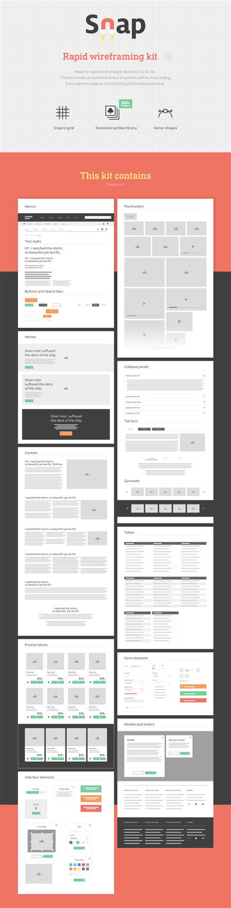 Free Wireframing Kit 100 Symbols For Illustrator Bypeople