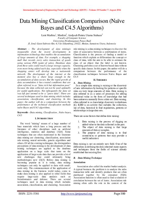 Pdf Comparison Of Naïve Bayes And C45 In Data Mining