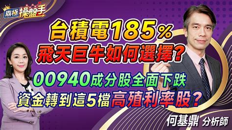 2024 03 14台積電185 飛天巨牛如何選擇 00940成分股全面下跌 資金轉到這五檔高殖利率股 鼎極操盤手 何基鼎