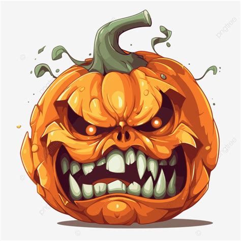 Evil Pumpkin Vector Sticker Clipart Cartoon Halloween Pumpkin Character Sticker Clipart Png