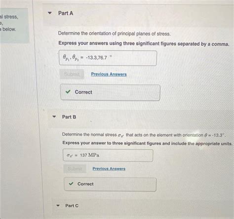 Solved Part A Determine The Orientation Of Principal Planes