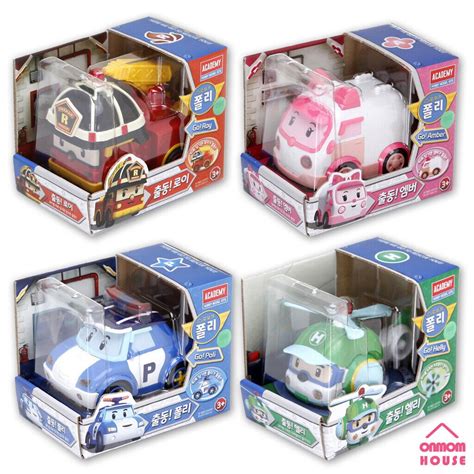 Robocar Poli Lets Go 4 Styles Pull Back Mini Car Toy Korean Tv