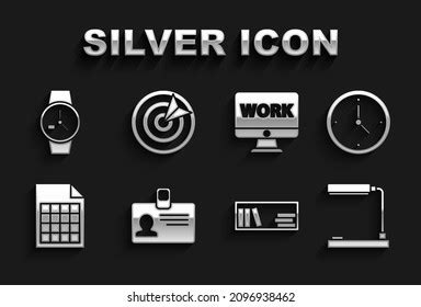 Set Identification Badge Clock Table Lamp Stock Vector Royalty Free