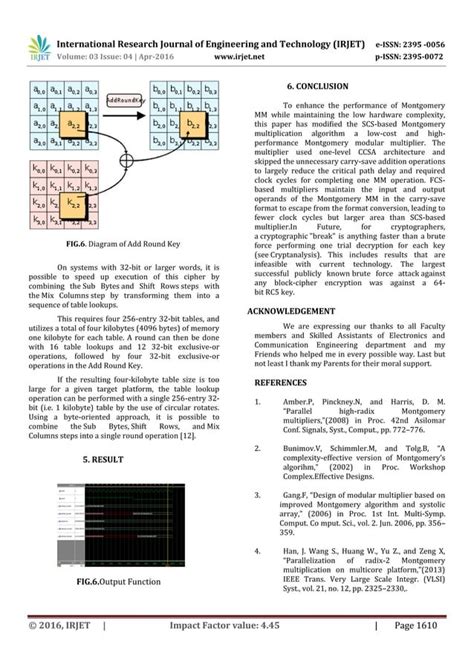 Low Cost High Performance Vlsi Architecture For Montgomery Modular