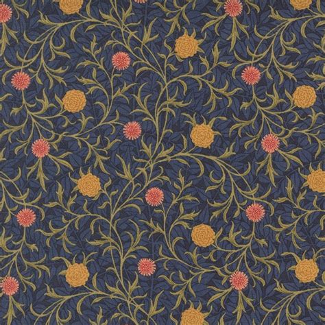 Red Gold Floral Vines Midnight Blue Morris Manor Twilight