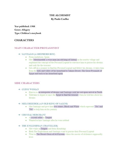 Notes The Alchemist Pdf