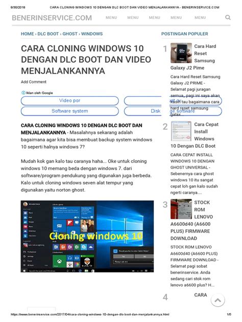 Cara Cloning Windows 10 Dengan Dlc Boot Pdf