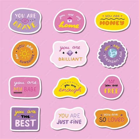 Premium Vector Set Of Stickers With Cute Inspirational And Compliment