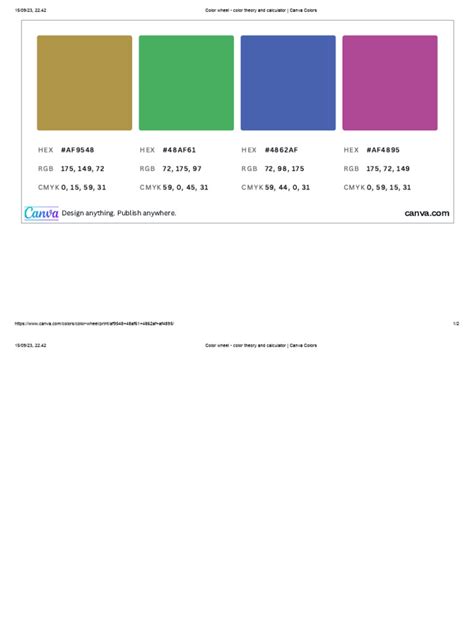 Color Wheel Color Theory And Calculator Canva Colors Pdf