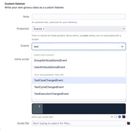 creating listeners in scriptrunner for zephyr scale events zephyr scale server documentation
