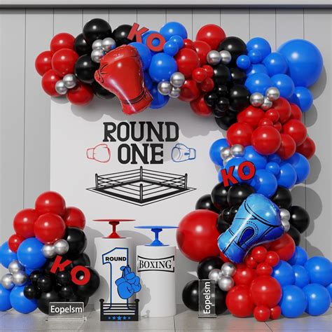 Boxing Birthday Party Decorations 139pcs Red Blue And Black