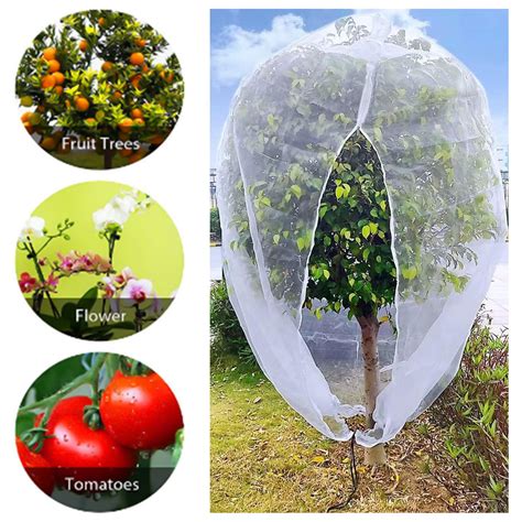 Pebbuoy Fruit Tree Netting Large Insect Bird Barrier Tree Net With Drawstring For Protect Plant