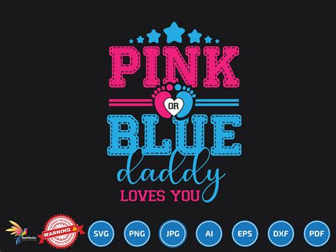 Pink Or Blue Daddy Loves You Svg Gender Reveal Svg Gender Etsy