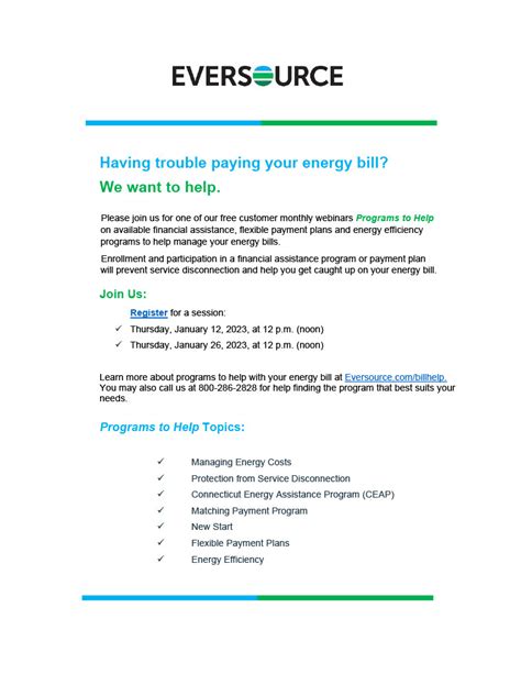 Article Eversource Programs To Help With Payment Assistance