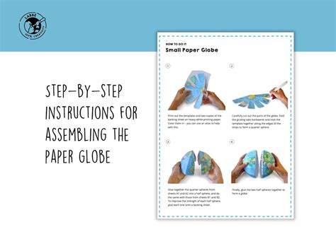 Diy Paper Globe Template Educational Craft Project Diameter Of 59