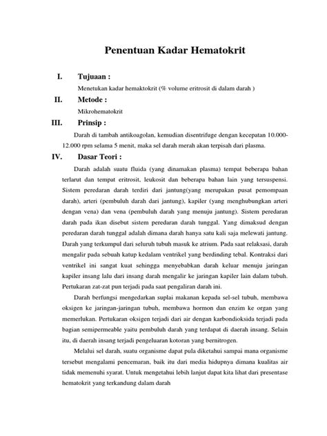Pdf Laporan Kadar Hemotokrit And Hitung Jenis Eritrosit Kelompok 4