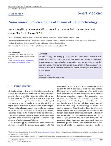 PDF Nanoomics Frontier Fields Of Fusion Of Nanotechnology