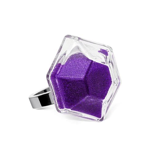 Bague En Verre Soufflée Energie Medium Paillettes Violet Pylones