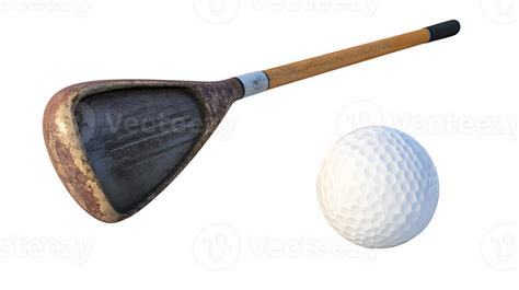 Vintage Golf Club And Ball On Black Background Sports Equipment For