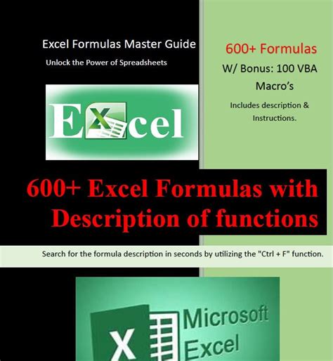 Microsoft Excel Formulas Master Guide 600 Plus Excel Formulas Etsy