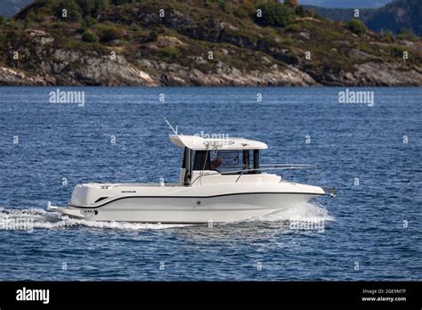 Small Work Boat A Quicksilver 690 Arvor Outside Bergen Norway Stock