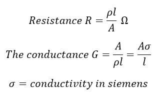 Electrical Resistance And Conductance Formula