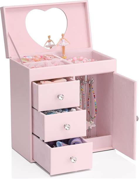 Vlando Musical Jewelry Box For Girl 4 Layer Large Music Jewelry Boxes