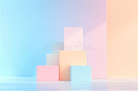 Pastel Colored Three Dimensional Bar Graph Render On White Background
