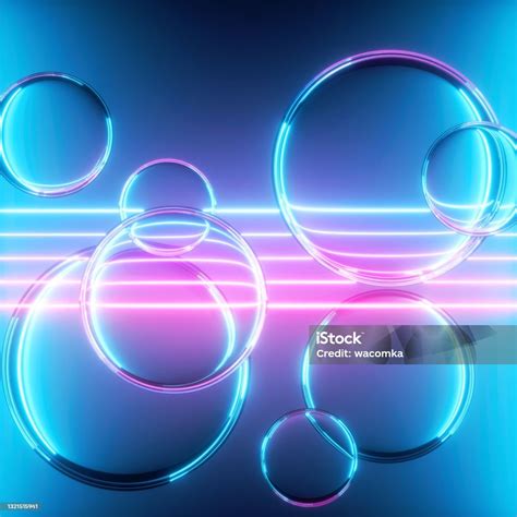 3d 렌더링 빛나는 기하학적 모양과 유리 공 맑은 거품과 레이저 펜타곤과 추상적 배경 3차원 형태에 대한 스톡 사진 및 기타