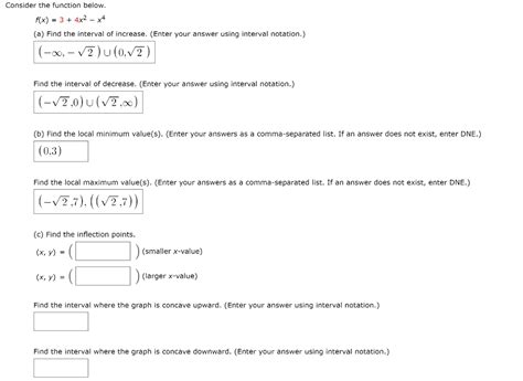Solved Consider The Function Below F X 3 4x2 X4 A