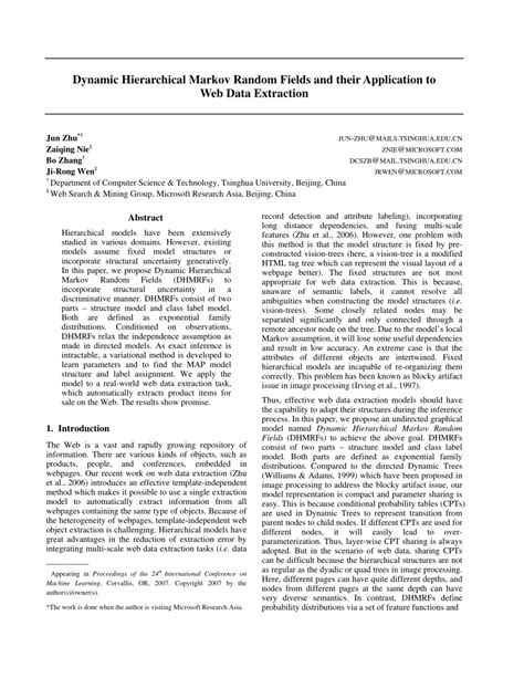 Pdf Dynamic Hierarchical Markov Random Fields And Their Application