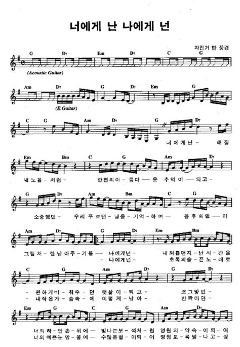 [기타악보] 자전거탄풍경 너에게난 나에게넌 네이버 블로그