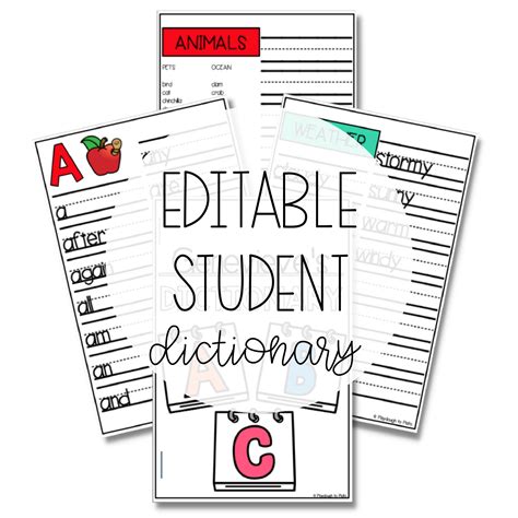 Editable Student Dictionary Playdough To Plato