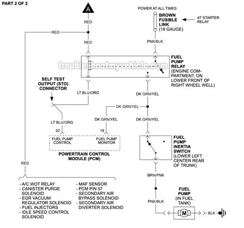Fuel Pump Circuit Wiring Diagram 1992 1993 50l V8 Ford Mustang
