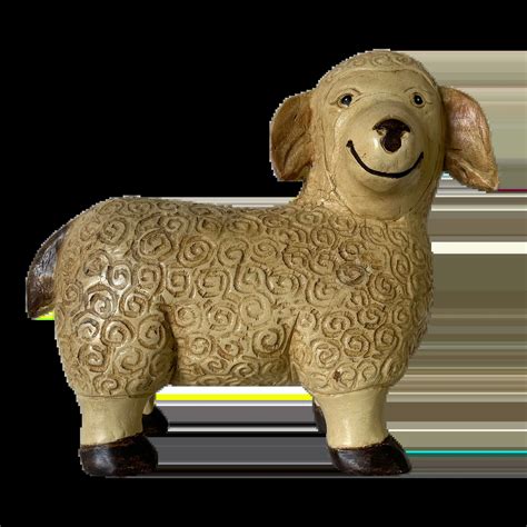 Vintage Hand Carved Wood Sheep Sculpture Chairish