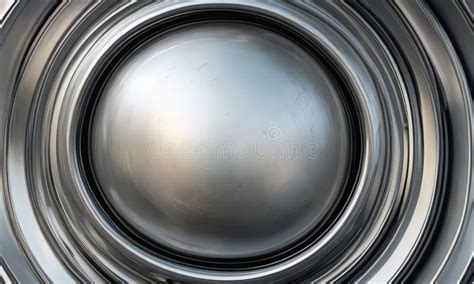 Close Up View Silver Metal Surface With Circular Pattern Concentric Circles Creating Sense