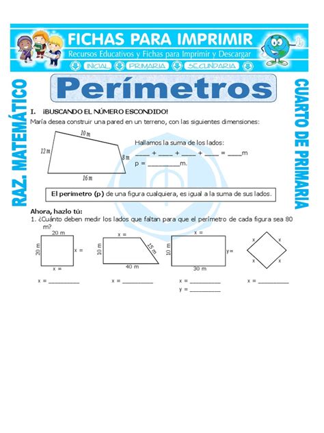 Perímetros Para Cuarto De Primaria Pdf Geometría Matemáticas