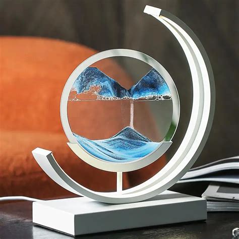 Led 움직이는 모래 예술 테이블 램프 모래 시계 모래 시계 그림 테이블 램프 3d 흐르는 모래 프레임 야간 조명 홈 장식