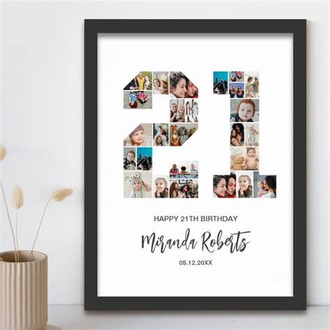 21st Birthday Number 21 Custom Photo Collage Poster Collage 21st