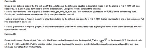 Solved Exercise 1create A New Cell As ﻿a Copy Of ﻿the