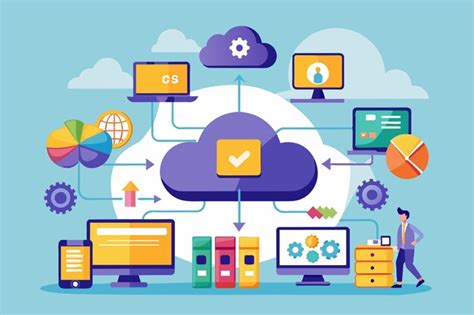 A User Interacts With Cloud Data Synchronization Showcasing Various Devices And Data