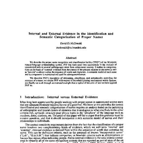 Internal And External Evidence In The Identification And Semantic
