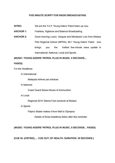 Radio Broadcasting Example Script At Richard King Blog