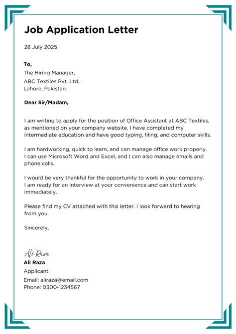 Job Application Letter Example And Format • Englishilm