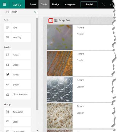 Grid Group Cards In Microsoft Sway