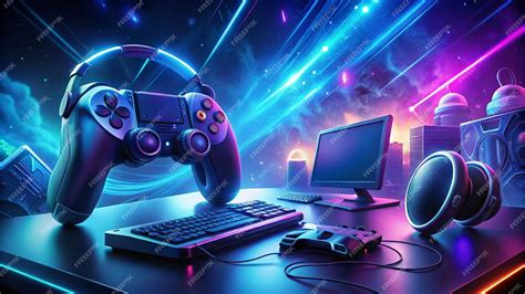A Game Controller And A Keyboard With A Purple Background With A Purple