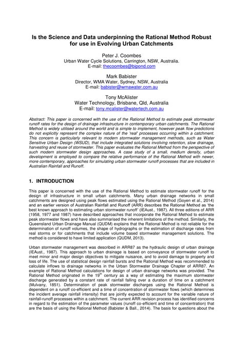 Pdf Is The Science And Data Underpinning The Rational Method Robust