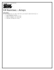 C Exercises Arrays Pdf C Exercises Arrays Outcomes By The Completion Of This Exercise You