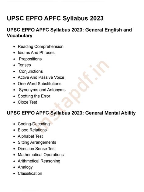 Upsc Epfo Syllabus 2025 Updated 1pdf