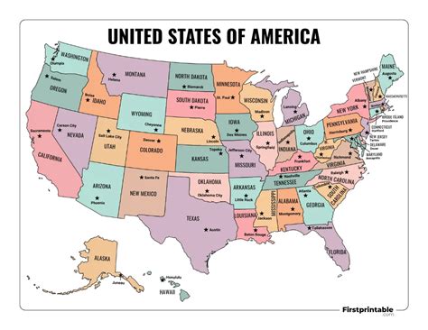 Us Map With Capitals Blank